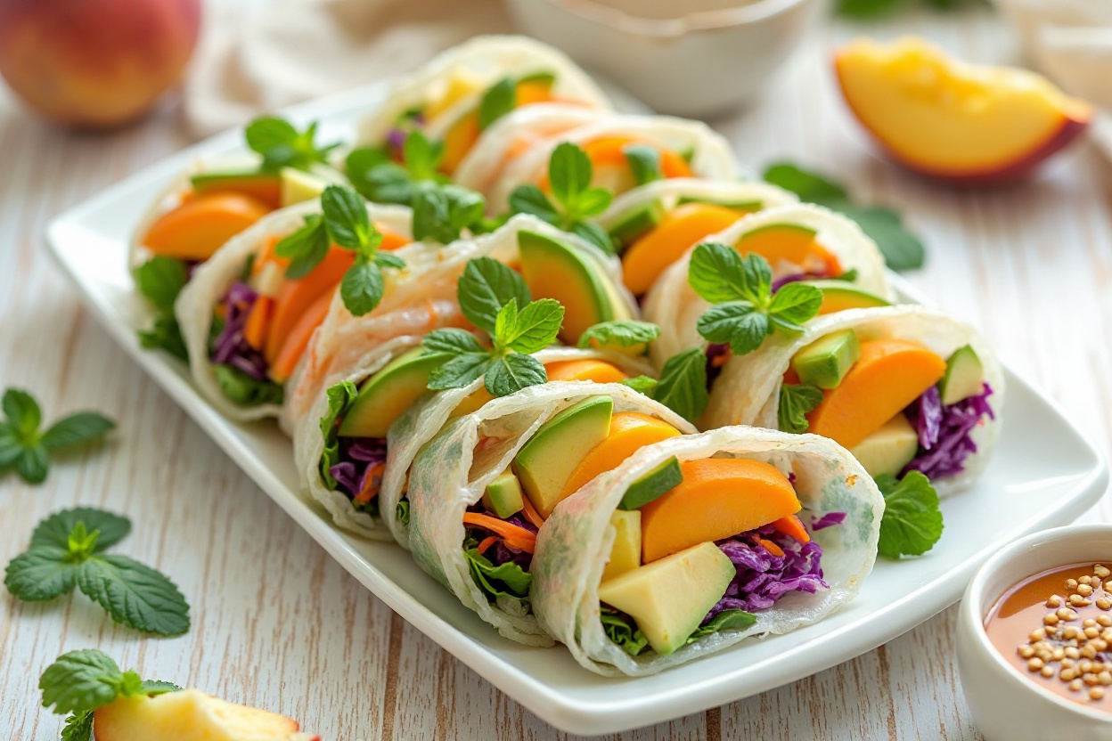 Avocado Peach Summer Rolls Recipe Guide - Eat Fine Food